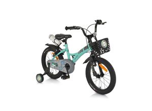 3800146202781 - Byox Kinderfahrrad Robo 16 Zoll Stützräder Flasche Klingel Korb Metallrahmen grün