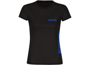 4068859023010 - multifanshop Damen T-Shirt - Paderborn - Brust & Seite - Druck blau - Frauen