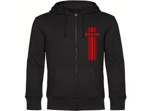 4068859125608 - multifanshop Kapuzen Sweatshirt Jacke - Kaiserslautern - Streifen - Druck rot - Sweat
