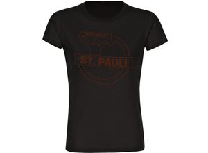 4068859195410 - multifanshop Damen T-Shirt - St Pauli - Meine Fankurve - Druck braun - Frauen