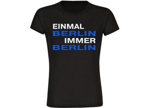 4068859057015 - multifanshop Damen T-Shirt - Berlin blau - Einmal Immer - Druck blau - Frauen