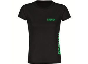 4068859165536 - multifanshop Damen T-Shirt - Bremen - Brust & Seite - Druck grün - Frauen