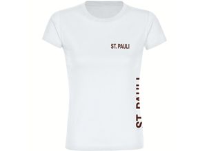 4068859191221 - multifanshop Damen T-Shirt - St Pauli - Brust & Seite - Druck braun - Frauen