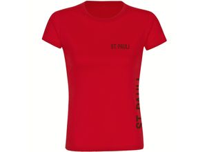 4068859191290 - multifanshop Damen T-Shirt - St Pauli - Brust & Seite - Druck braun - Frauen