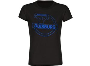 4068859053307 - multifanshop Damen T-Shirt - Duisburg - Meine Fankurve - Druck blau - Frauen