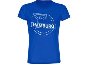 4068859008758 - multifanshop Damen T-Shirt - Hamburg - Meine Fankurve - Druck weiß - Frauen