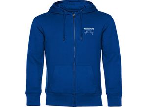4068859039431 - multifanshop Kapuzen Sweatshirt Jacke - Karlsruhe - Herzschlag - Druck weiß - Sweat