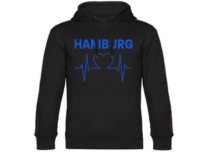 4068859011505 - multifanshop Kapuzen Sweatshirt - Hamburg - Herzschlag - Druck blau - Hoodie