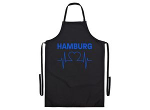 4068859012854 - multifanshop Grillschürze - Hamburg - Herzschlag - Druck blau - Schürze