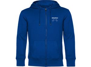 4068859033736 - multifanshop Kapuzen Sweatshirt Jacke - Bielefeld - Herzschlag - Druck weiß - Sweat