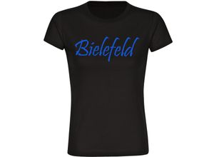 4068859065225 - multifanshop Damen T-Shirt - Bielefeld - Schriftzug - Druck blau - Frauen