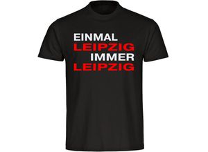 4068859145132 - multifanshop Herren T-Shirt - Leipzig - Einmal Immer - Druck rot - Männer