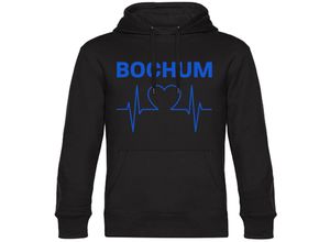 4068859034658 - multifanshop Kapuzen Sweatshirt - Bochum - Herzschlag - Druck blau - Hoodie