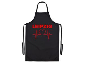4068859112776 - multifanshop Grillschürze - Leipzig - Herzschlag - Druck rot - Schürze