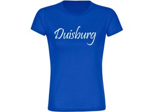 4068859066505 - multifanshop Damen T-Shirt - Duisburg - Schriftzug - Druck weiß - Frauen