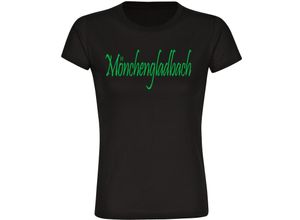 4068859184322 - multifanshop Damen T-Shirt - Mönchengladbach - Schriftzug - Druck grün - Frauen