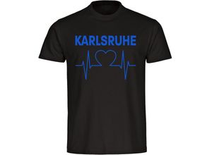 4068859038595 - multifanshop Herren T-Shirt - Karlsruhe - Herzschlag - Druck blau - Männer