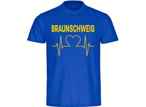 4068859200251 - multifanshop Herren T-Shirt - Braunschweig - Herzschlag - Druck gelb - Männer