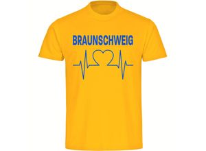 4068859200299 - multifanshop Herren T-Shirt - Braunschweig - Herzschlag - Druck blau - Männer