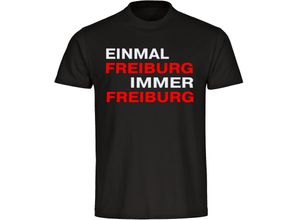 4068859144364 - multifanshop Herren T-Shirt - Freiburg - Einmal Immer - Druck rot - Männer