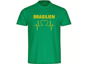 4068859287856 - multifanshop Kinder T-Shirt - Brasilien - Herzschlag - Druck gelb - Kind