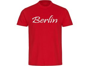 4068859157265 - multifanshop Herren T-Shirt - Berlin rot - Schriftzug - Druck weiß - Männer