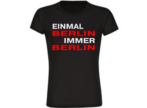 4068859143879 - multifanshop Damen T-Shirt - Berlin rot - Einmal Immer - Druck rot - Frauen