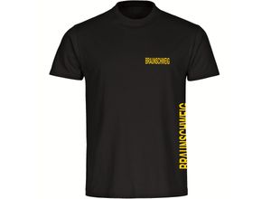 4068859197759 - multifanshop Herren T-Shirt - Braunschweig - Brust & Seite - Druck gelb - Männer