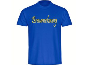 4068859206031 - multifanshop Herren T-Shirt - Braunschweig - Schriftzug - Druck gelb - Männer