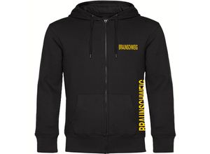 4068859198879 - multifanshop Kapuzen Sweatshirt Jacke - Braunschweig - Brust & Seite - Druck gelb - Sweat