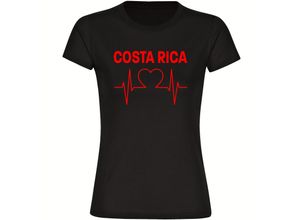 4068859223878 - multifanshop Damen T-Shirt - Costa Rica - Herzschlag - Druck rot - Frauen