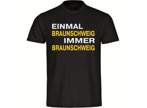 4068859204457 - multifanshop Kinder T-Shirt - Braunschweig - Einmal Immer - Druck gelb - Kind