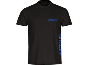 4068859275679 - multifanshop Herren T-Shirt - Australien - Brust & Seite - Druck blau - Männer