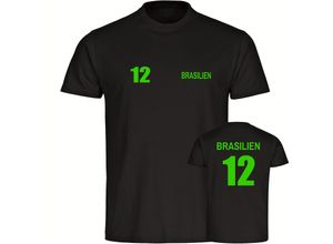 4068859284688 - multifanshop Herren T-Shirt - Brasilien - Trikot Nummer 12 - Druck gelb - Männer