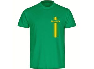 4068859285630 - multifanshop Herren T-Shirt - Brasilien - Streifen - Druck gelb - Männer