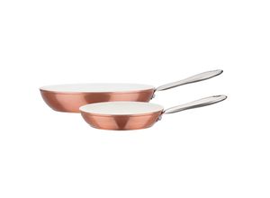 4005643438186 - Pfannen-Set Kupfer-Bronze Aluminium (Set 2-tlg 1x Bratpfanne Ø 20 cm- H 43 cm 1x Bratpfanne Ø 28 cm - H 54 cm) Induktion beige|braun|silberfarben