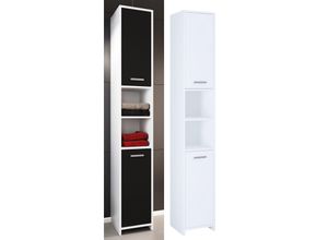 4051814409400 - Badmöbel Hochschrank Badschrank Zalo L Drehtüren (Farbe Weiß   Schwarz)