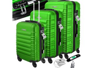 4260635557898 - KESSER® 3tlg Hartschalenkofferset Hartschalenkoffer Reisekoffer Set Reisekofferset Trolley Koffer Inkl Kofferwaage + Gepäckanhänger Rollkoffer Schloss 4 Rollen ABS-Hartschale Teleskopgriff M-L-XL