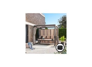 4058166242914 - Gartenliege - Provence inkl Abdeckung Maße ca 236 x 180 x 210 cm Schwebendes Rattanbett inkl Vorhänge und Schiebedach i Hollywoodschaukel