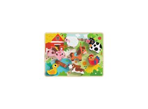 6972633372905 - Tooky Toy 3D Kinder Holz-Puzzle Tiere 8-teiliges Steckpuzzle ab 12 Monaten grün