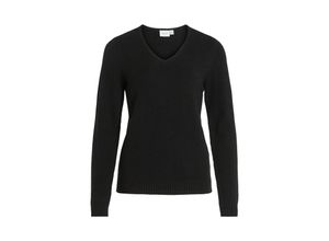 5710639322996 - VILA V-Pullover VIRIL V-NECK L S KNIT TOP - NOOS Black Unifarben Schwarz - Gr S