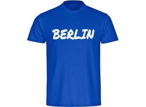 4068859496449 - multifanshop Kinder T-Shirt - Berlin blau - Textmarker - Druck weiß - Kind