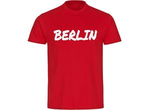 4068859497187 - multifanshop Herren T-Shirt - Berlin rot - Textmarker - Druck gold metallic - Männer