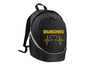 4068859201494 - multifanshop Rucksack - Braunschweig - Herzschlag - Druck gelb - Tasche