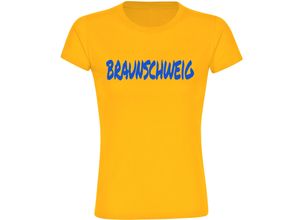 4068859502690 - multifanshop Damen T-Shirt - Braunschweig - Textmarker - Druck blau - Frauen