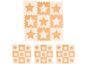 4052025402235 - Relaxdays - 36 tlg Puzzlematte Sterne 72 Puzzleteile eva Schaumstoff schadstofffrei Spielunterlage 32 m² orange-beige