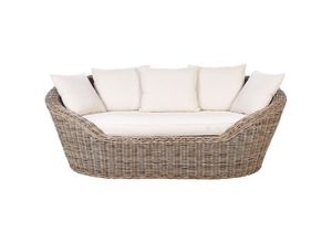 4255664867407 - Beliani - Sonneninseln Natur Rattan Geflecht mit 6 hellbeige Kissen Boho Outdoor Terrasse