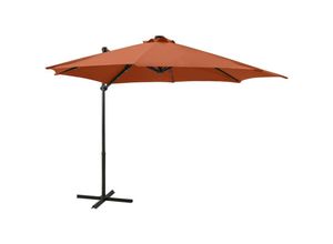 8720286181393 - Bonnevie - AmpelschirmSonnenschirm mit Mast und LED-Beleuchtung Terracotta-Rot 300 cm vidaXL