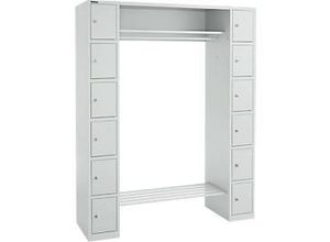 4251898822540 - Select Schließfachgarderobe mit Hutablage & Kleiderstange 2 x 6 Fächer B 1735 x T 500 x H 1950 mm lichtgrau lichtgrau