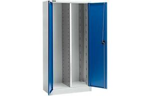 4051273515087 - Select Materialschrank MS 2509 mit Mittelwand Leergehäuse B 950 x T 500 x H 1935 mm Feinblech weißaluminium enzianblau